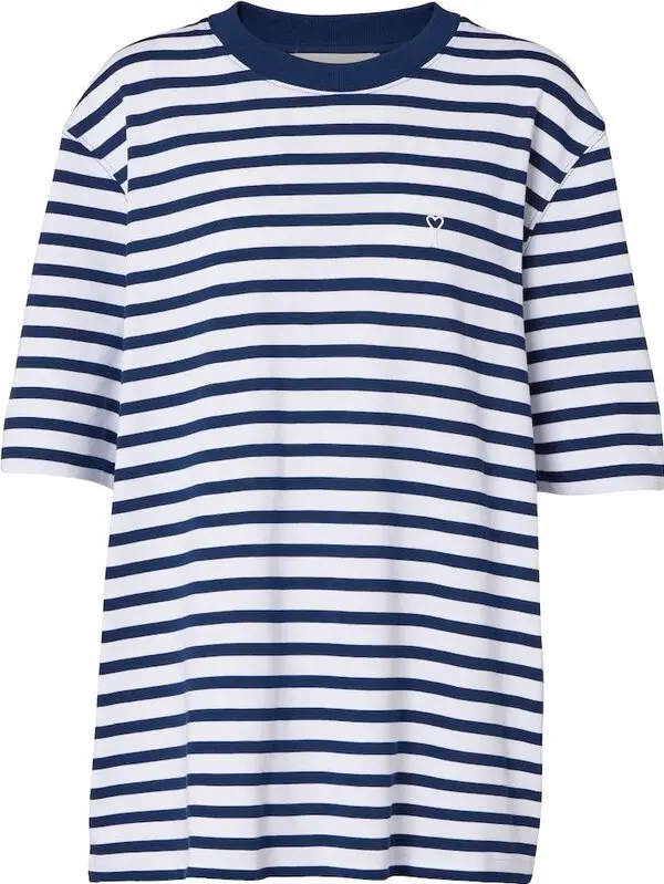 AMI Paris Striped Cotton Jersey T-shirt - Blue