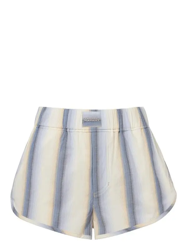 Isabel Marant Melinea Striped Cotton Shorts - Blue