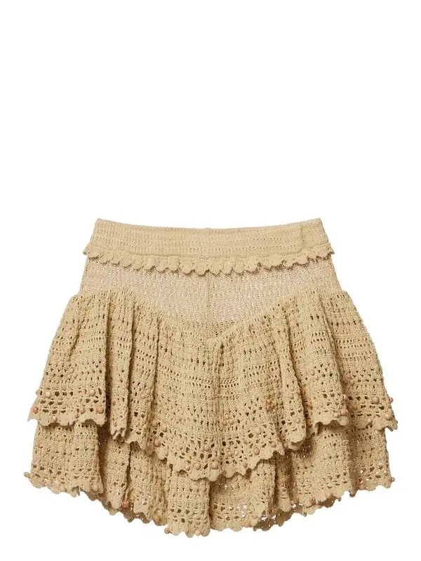 Isabel Marant Olzea Beaded Crochet Shorts - Beige