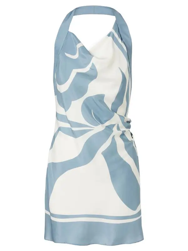 SIR. Lilou Halterneck Silk Minidress - Blue