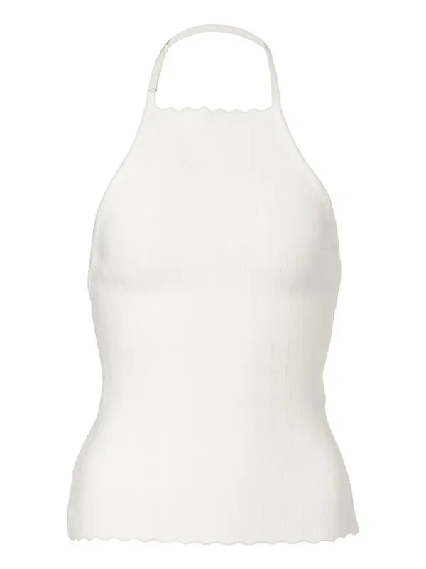 Jacquemus Tablier Knitted Halterneck Top - White