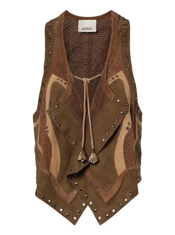 Isabel Marant Kelby Studded Suede Vest - Brown
