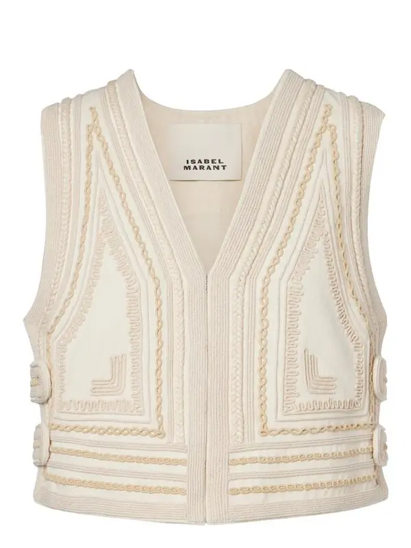 Isabel Marant Blerina Embroidered Cotton Vest - White