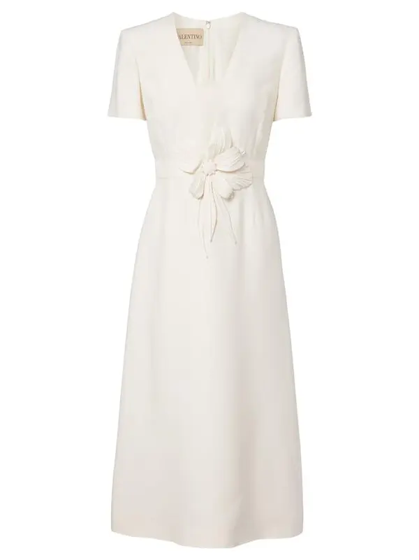 Valentino Garavani Crepe Couture Floral-appliqué Midi Dress - White