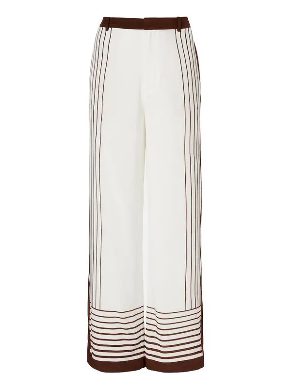 SIR. Destino Striped Silk Wide-leg Pants - White