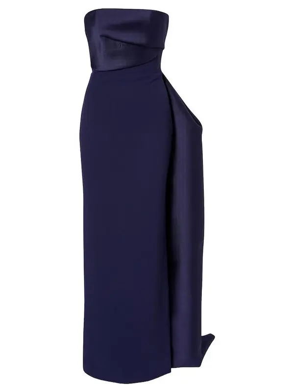 Solace London Kinsley Draped Strapless Gown - Blue