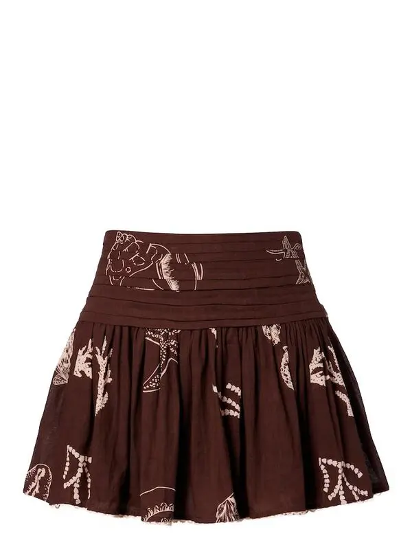 Poupette St Barth Colleen Pleated Cotton Miniskirt - Brown