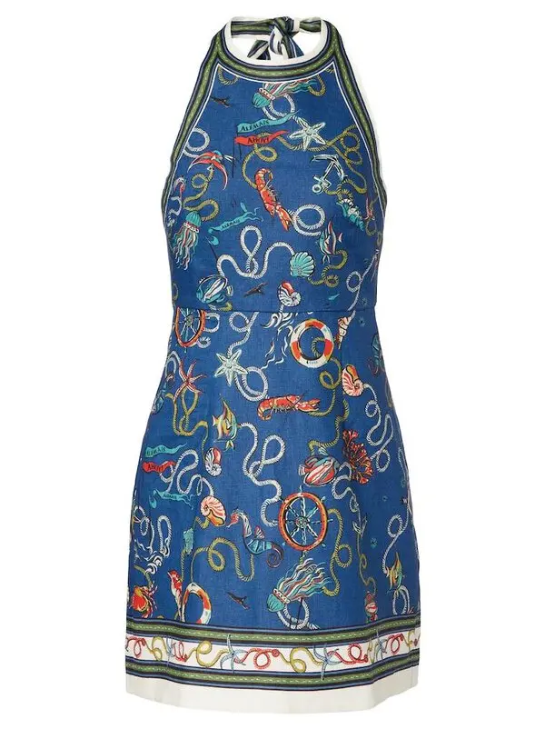 ALEMAIS Alémais Cove Printed Linen Minidress - Blue
