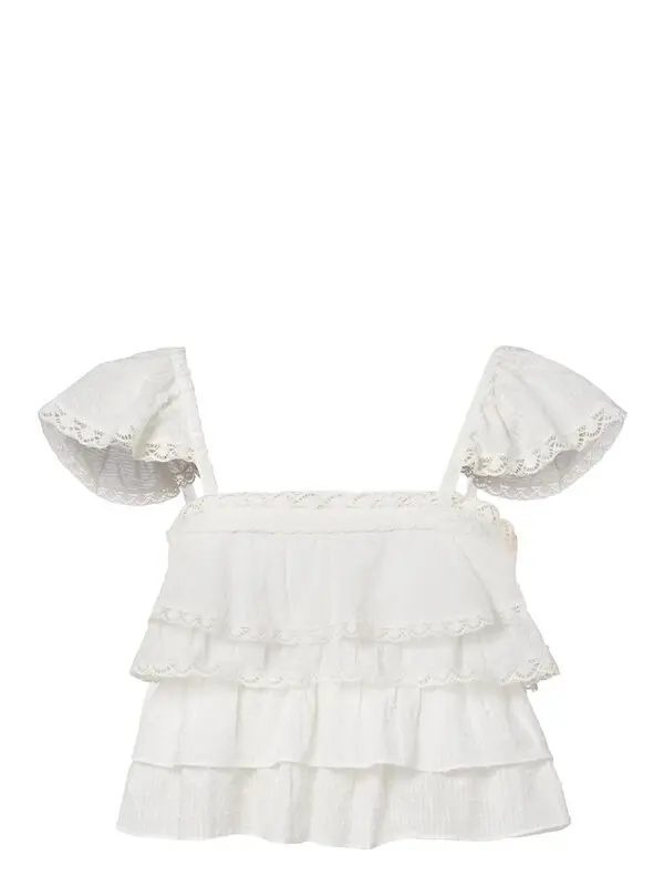 Poupette St Barth Anya Ruffled Cotton Top - White