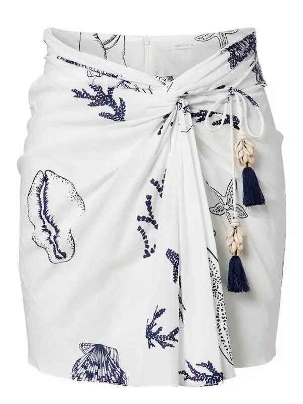 Poupette St Barth Tilda Printed Cotton Wrap Skirt - White