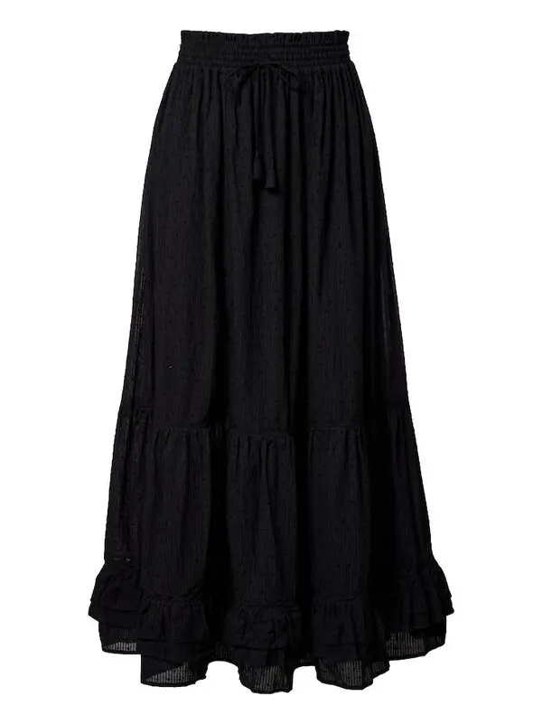 Poupette St Barth Clara Tiered Maxi Skirt - Black