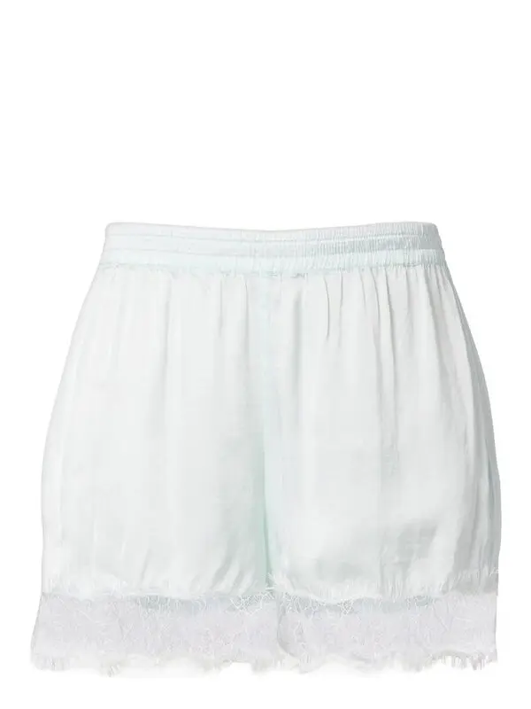 Poupette St Barth Doris Lace-trimmed Satin Shorts - Blue