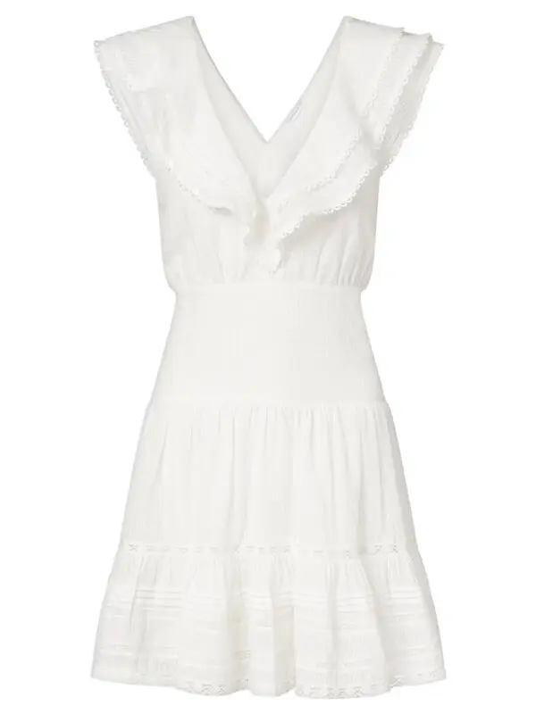 Poupette St Barth Della Ruffled Minidress - White