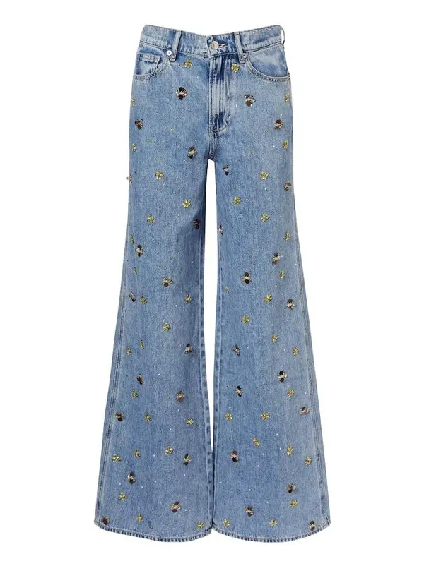 Veronica Beard Kasey Embellished Flared Jeans - Blue