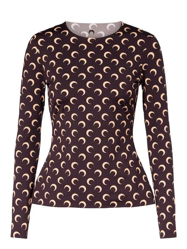 MARINE SERRE All Over Moon Jersey Top - Brown