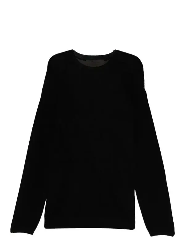 Y’s Textured Knitwear With Logo Print - Black
