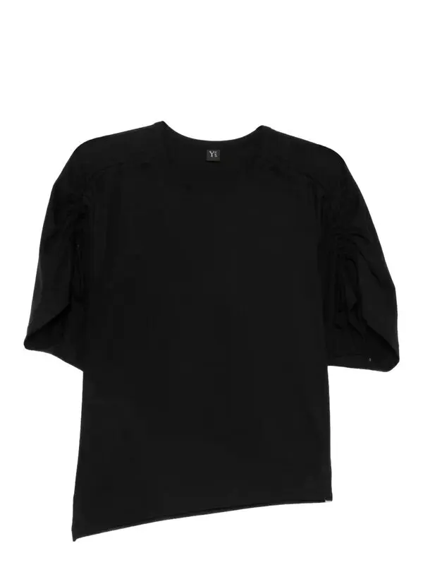 Y’s Ruched Sleeve T-shirt - Black