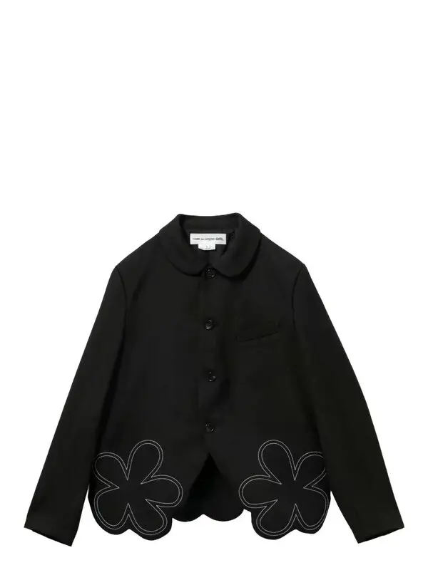 Comme Des Garçons Flower-embroidered Jacket - Black