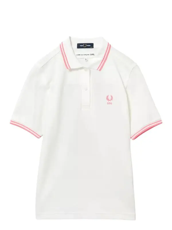 Comme Des Garçons Embroidered-logo Polo Shirt - White