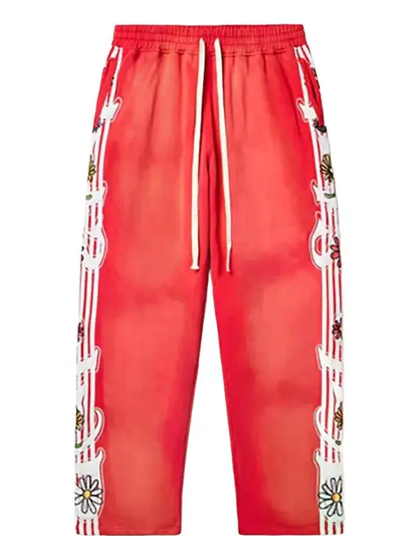 VALE FOREVER Garden Floral Striped Track Pants - Red