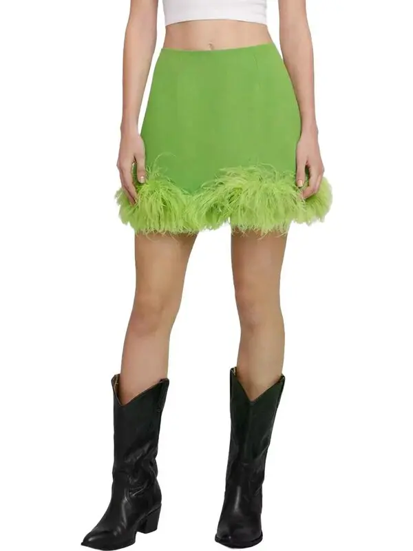 Vivetta Feather-trimmed Mini Skirt - Green