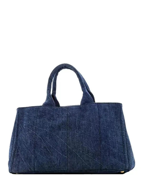 Prada Canapa Denim Large Tote Bag - Blue