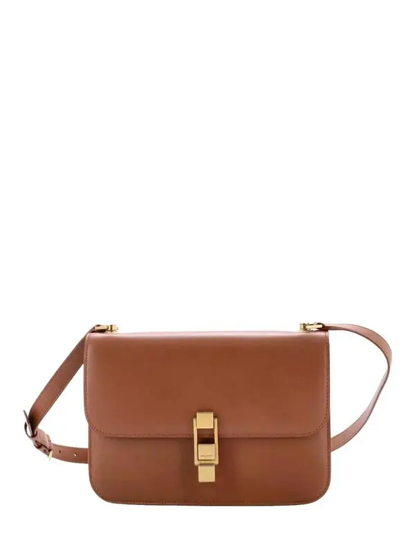 Saint Laurent Carre Satchel Leather Medium Crossbody Bag - Brown