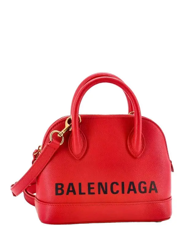 Balenciaga Logo Ville Leather Xxs Crossbody Bag - Red