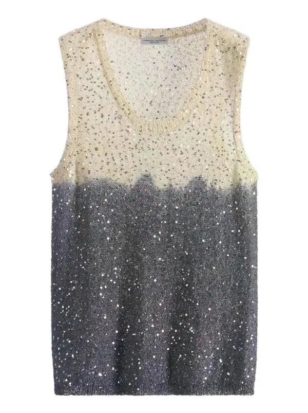 ROBERTO COLLINA Sequin V-neck Top - Grey