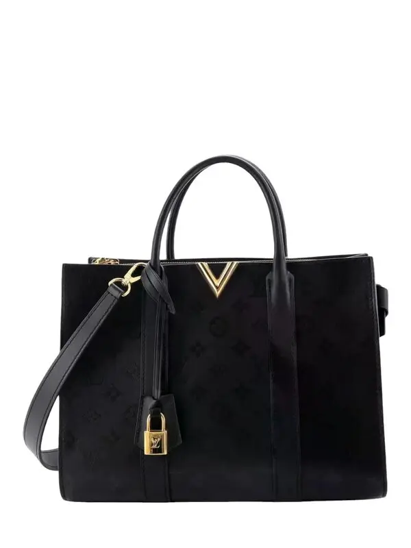 LOUIS VUITTON Monogram Leather Mm Tote Bag - Black