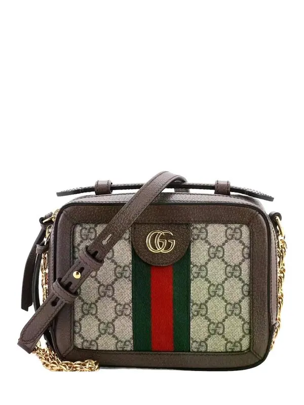 Gucci Ophidia Zip Around Camera Bag Gg Coated Canvas Mini Shoulder Bag - Brown