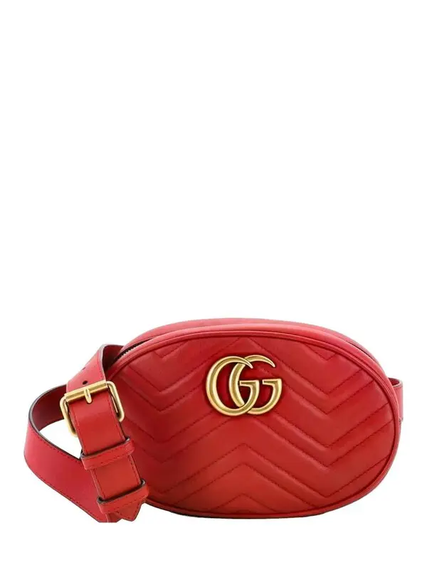 Gucci Gg Marmont Matelasse Leather Belt Bag - Red