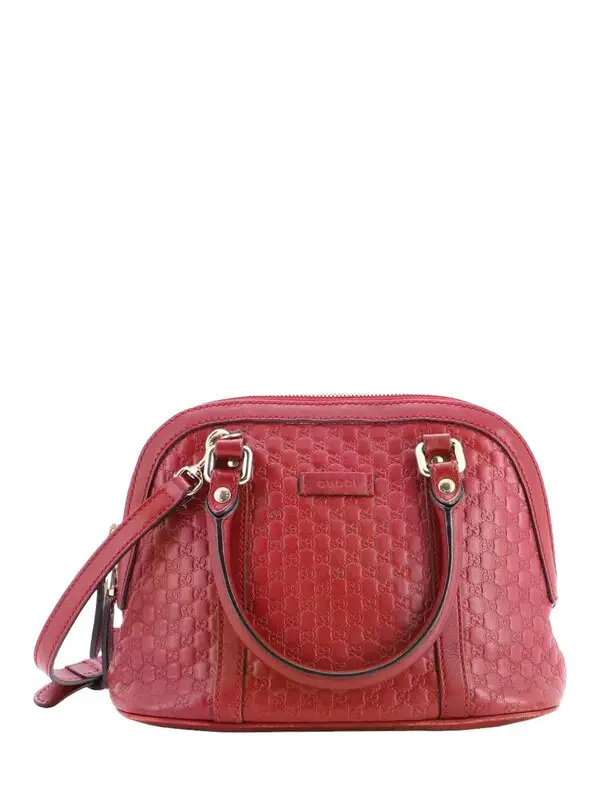 Gucci Convertible Dome Micro Guccissima Leather Mini Satchel - Red