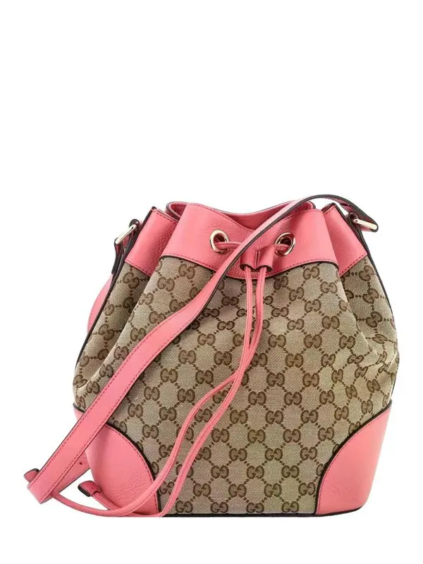 Gucci Gg Canvas Leather Medium Bucket Bag - Pink