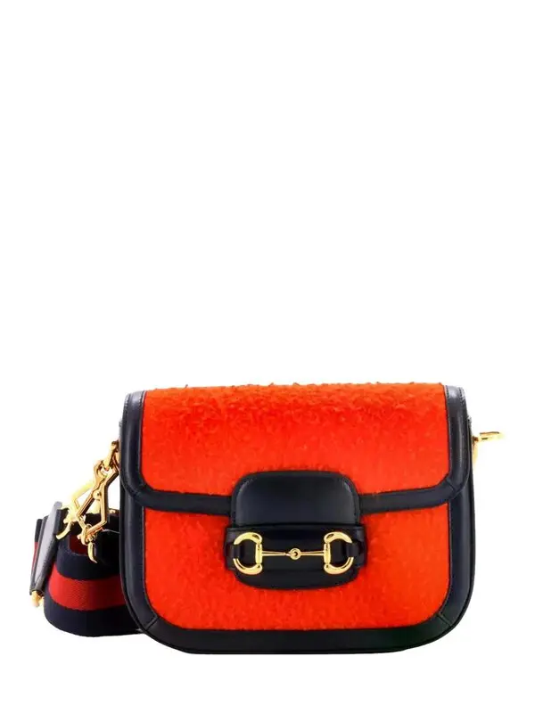 Gucci Horsebit 1955 Wool Mini Shoulder Bag - Red