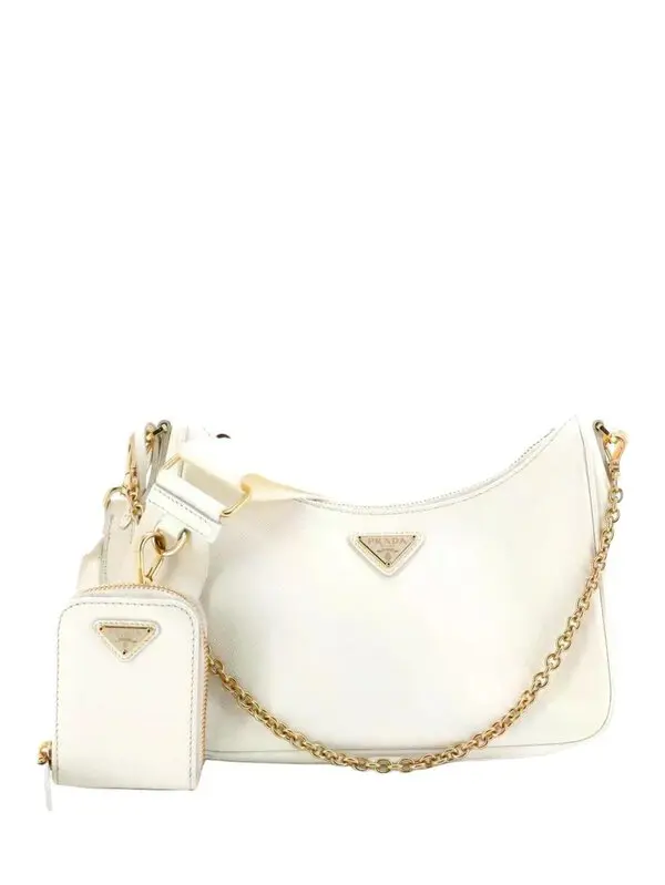 Prada Re-edition 2005 Saffiano Leather Shoulder Bag - White