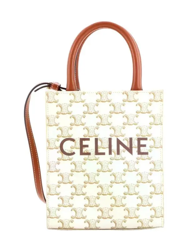 Celine Vertical Cabas Triomphe Coated Canvas Mini Satchel - Neutrals