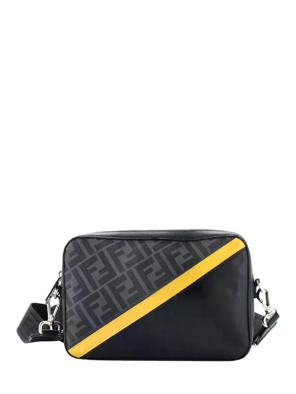 Fendi Camera Case Zucca Coated Canvas And Leather Crossbody Bag - Black