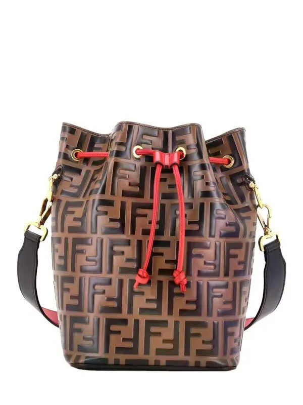 Fendi Mon Tresor Zucca Embossed Leather Small Bucket Bag - Brown