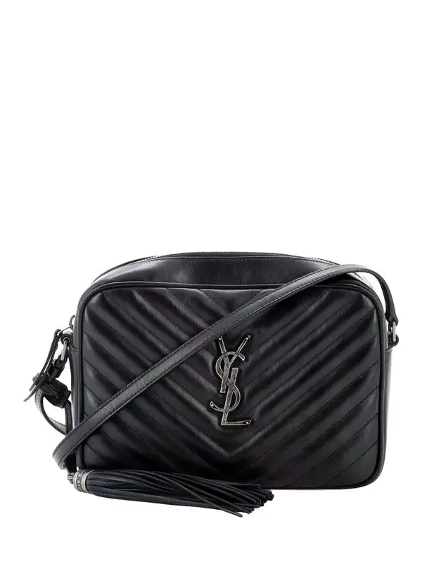 Saint Laurent Lou Camera Matelassé Chevron Leather Crossbody Bag - Black