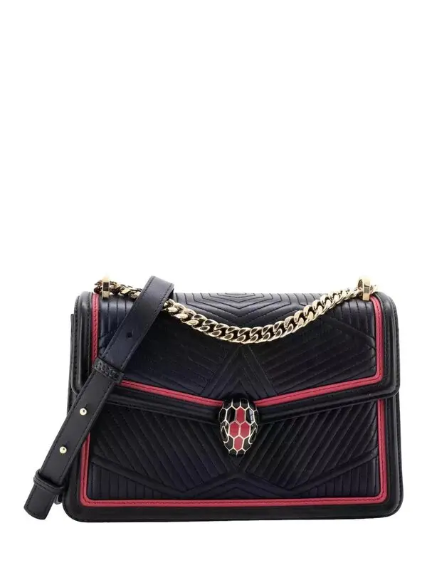 BVLGARI Serpenti Forever Quilted Leather Shoulder Bag - Black
