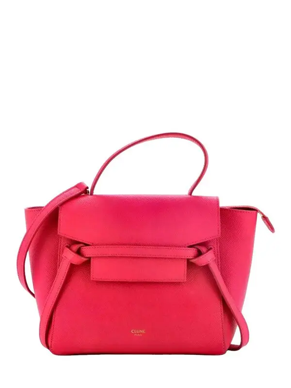 Celine Belt Bag Textured Leather Nano Shoulder Bag - Pink