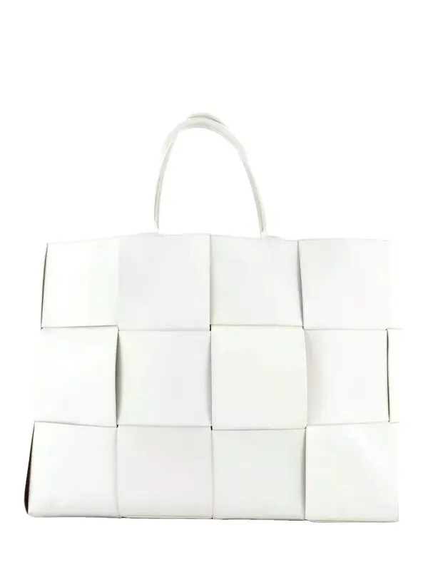 Bottega Veneta Arco Maxi Intrecciato Leather Large Tote Bag - White