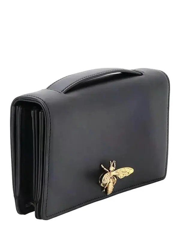 Dior Bee Leather Long Clutch - Black