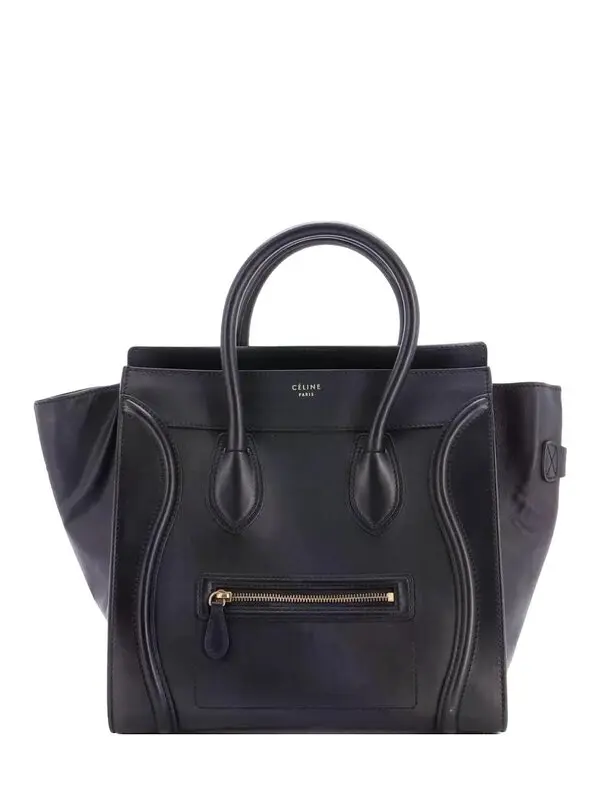 Celine Luggage Bag Smooth Leather Mini Tote Bag - Black