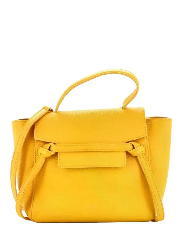 Celine Belt Bag Textured Leather Nano Shoulder Bag - Yellow