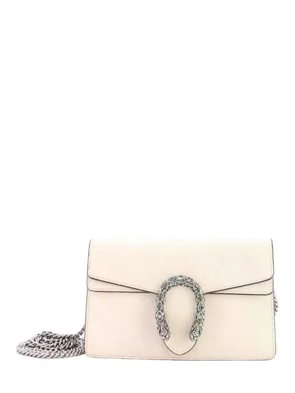 Gucci Dionysus Leather Super Mini Clutch Bag - White