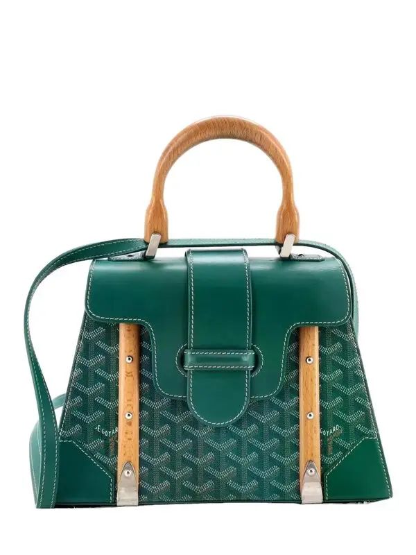 Goyard Saigon Top Handle Pm Satchel Coated Canvas With Leather - Green