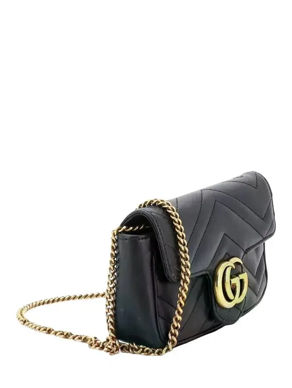 Gucci Gg Marmont Flap Super Mini Crossbody Bag - Black
