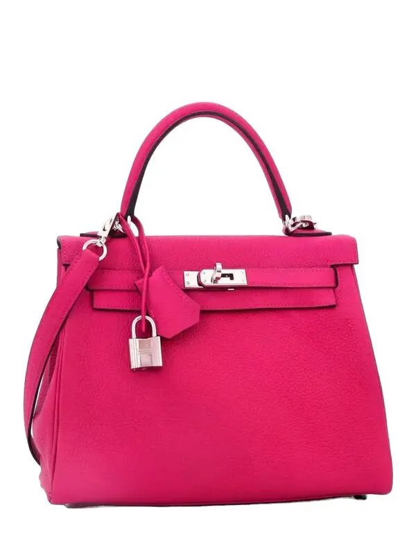 Hermès Kelly Handbag Togo With Palladium Hardware 25 Satchel - Pink